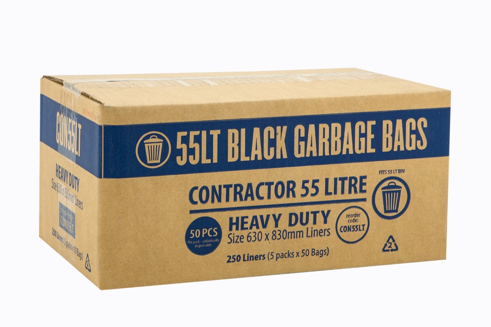 54L/55L Black Garbage Bags - All Purpose Heavy Duty | XO2®